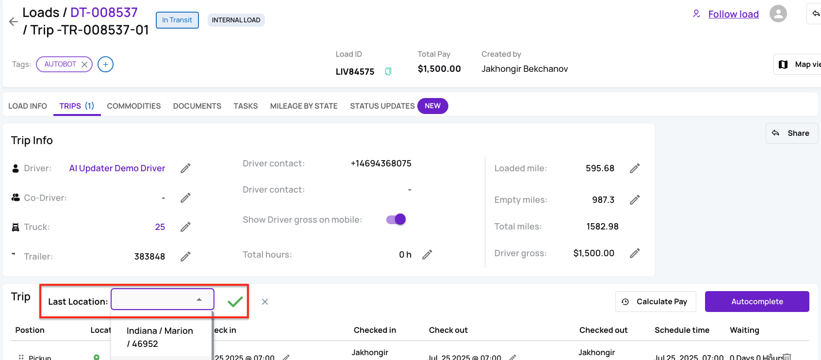 How to Edit Load/Trip Empty Miles – Datatruck