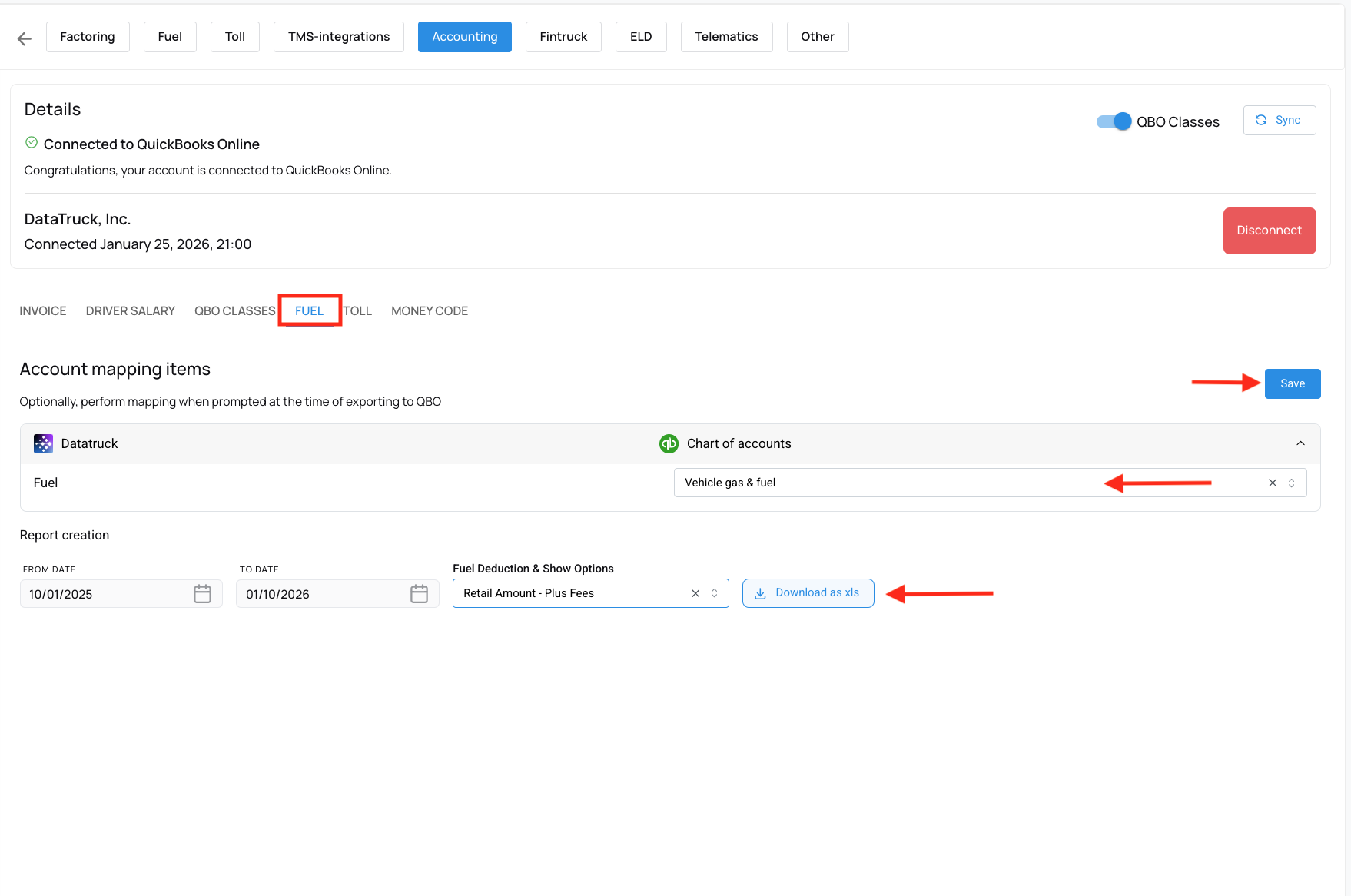 How To Generate Fuel Report For Quickbooks (QBO) – Datatruck